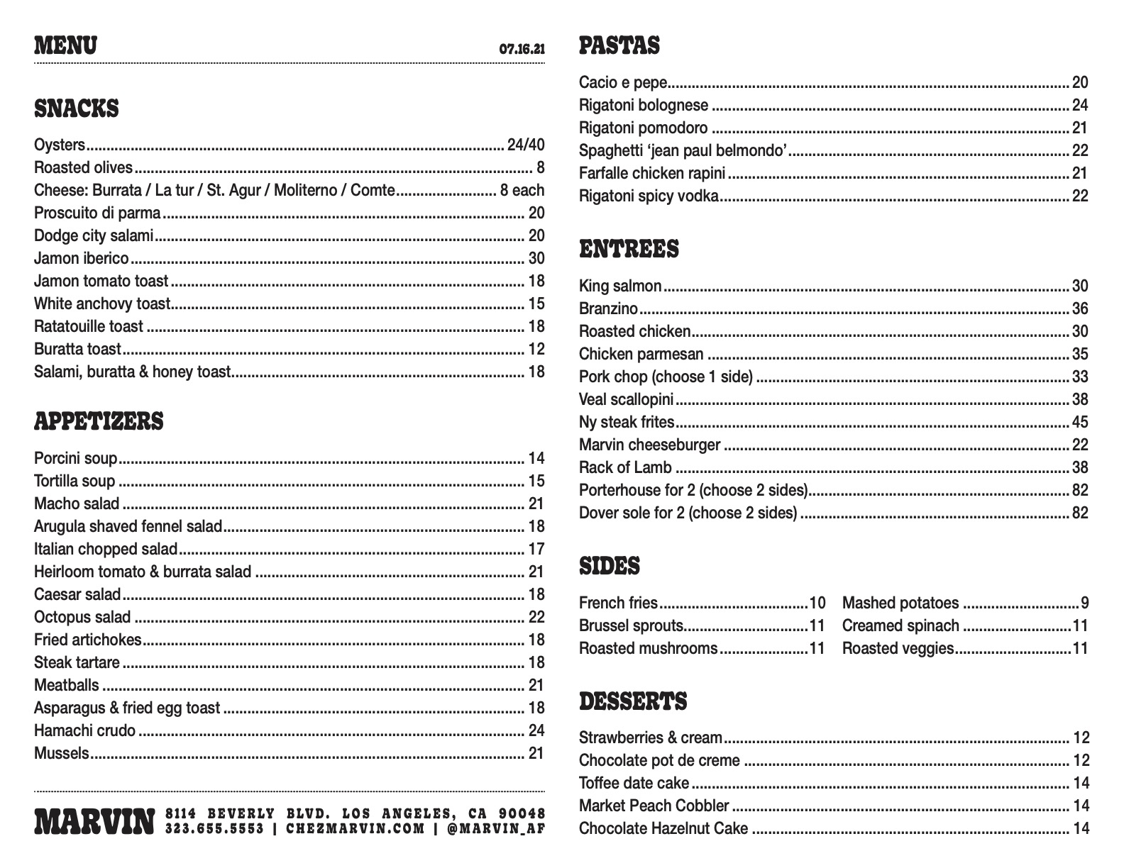 MARVIN | A French Bistro in the heart of Los Angeles!